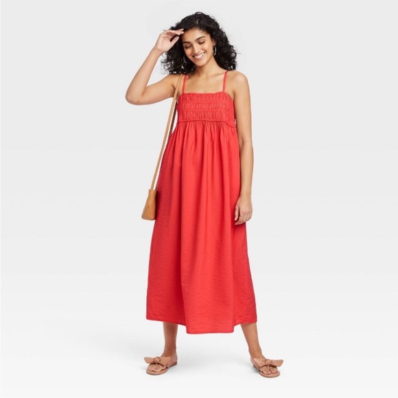 a new day | Dresses | 53 Spaghetti Strap Smocked Dress A New Day Red ...